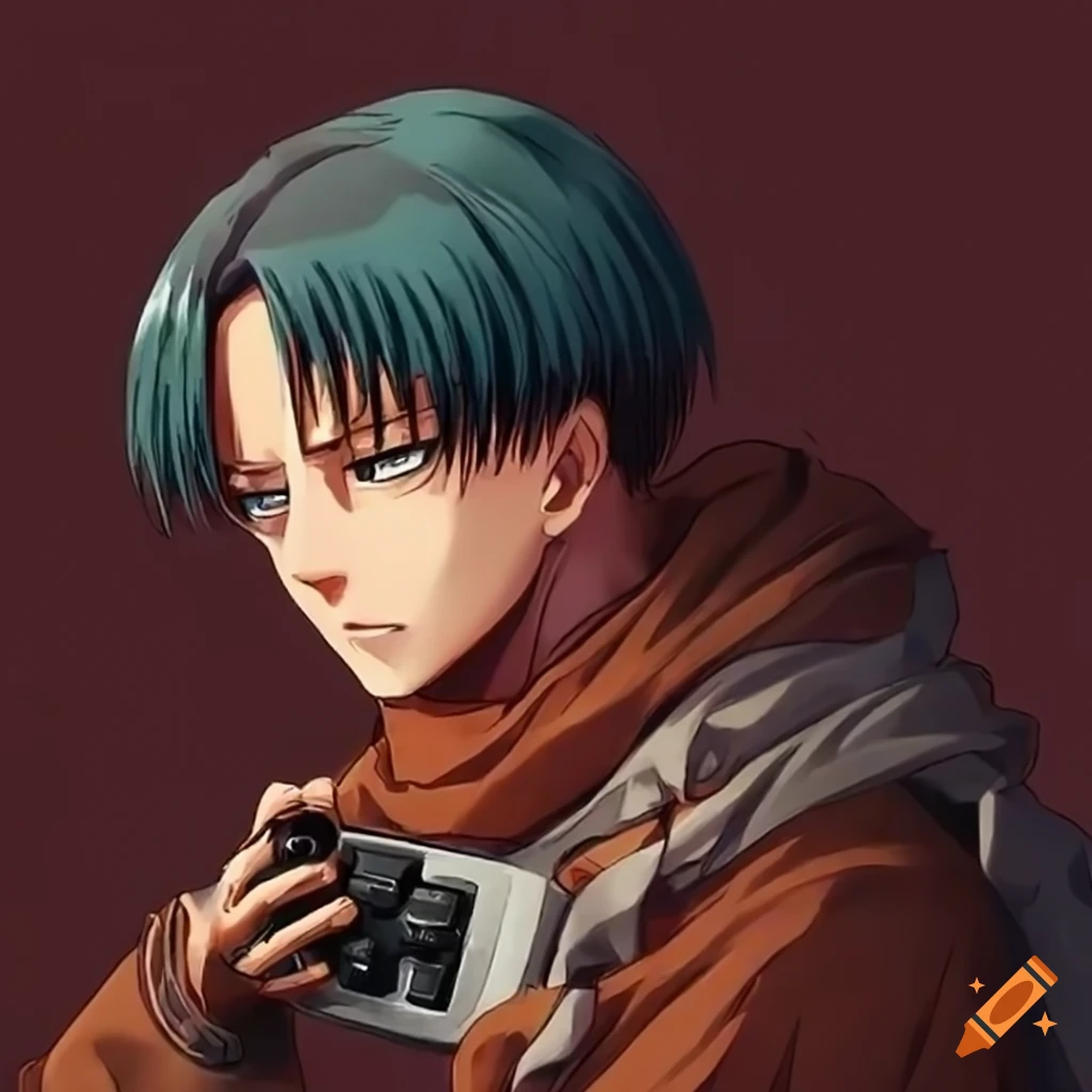 Levi playing with a game console on Craiyon