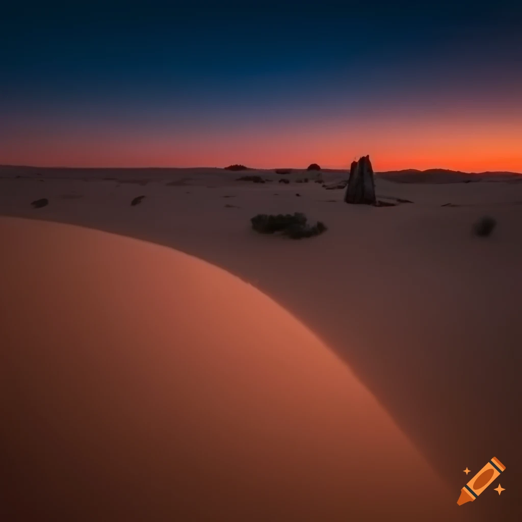 Desert landscape at dusk on Craiyon