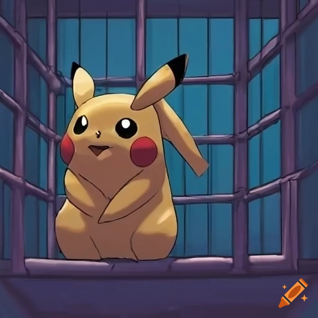 Pokemon in a jail cell on Craiyon
