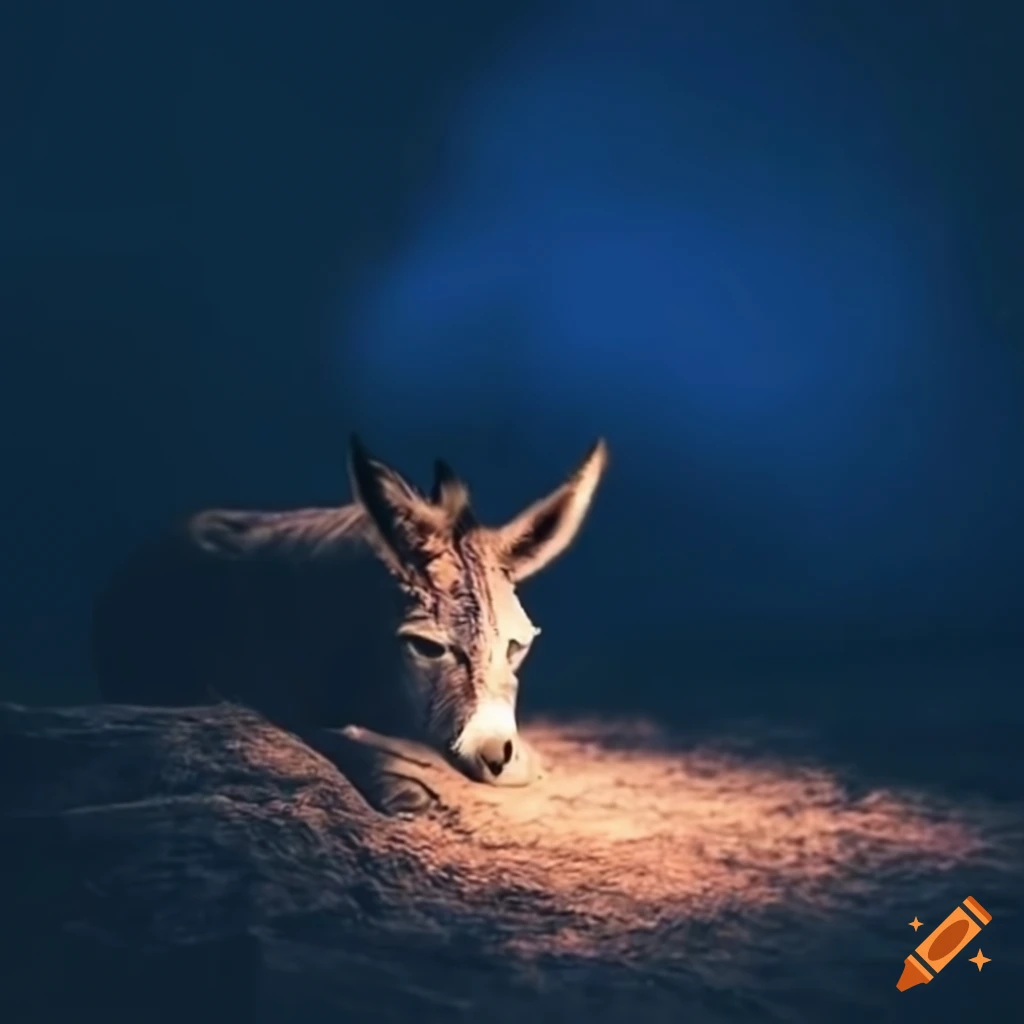 Sleeping donkey at night on Craiyon