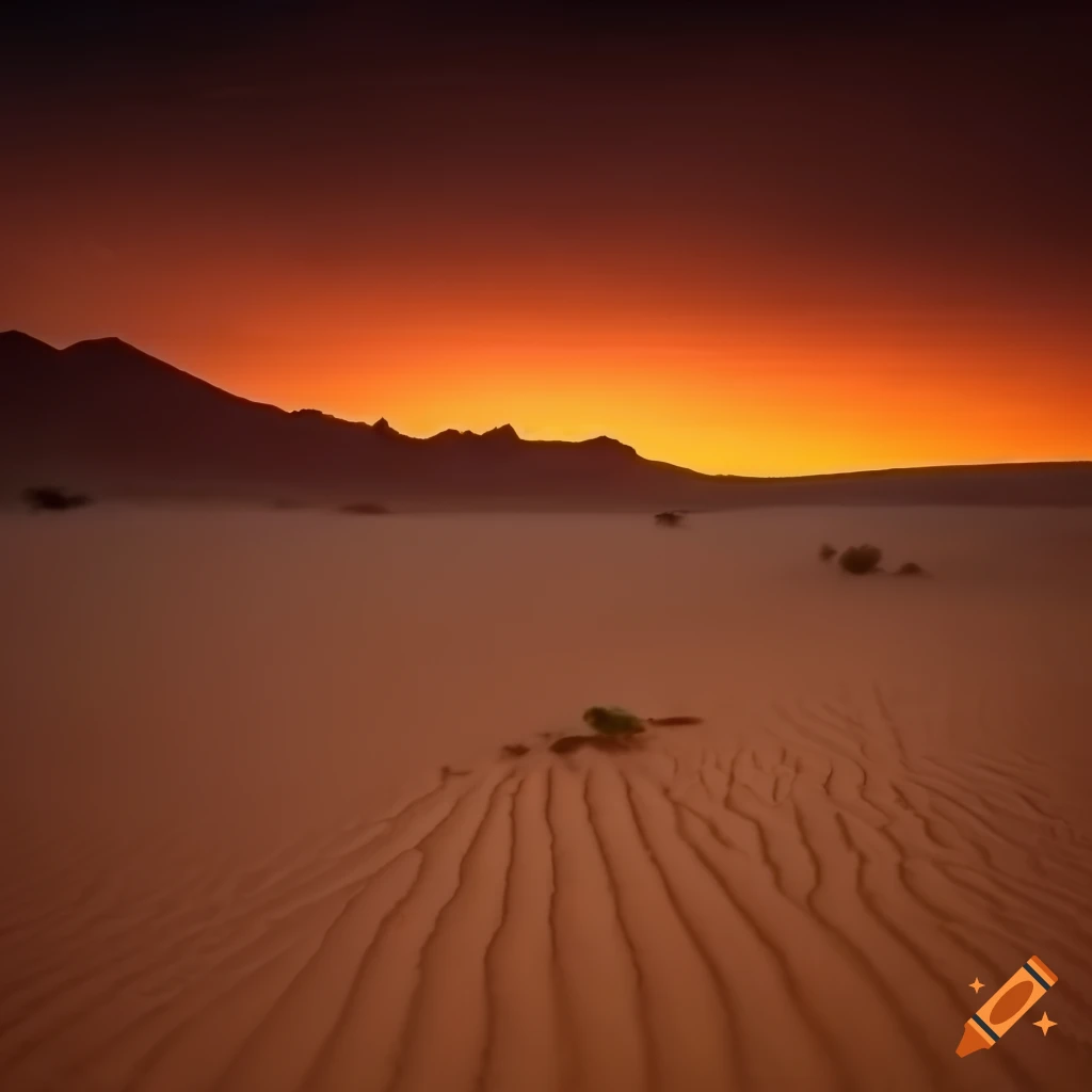 Desert landscape at dusk on Craiyon