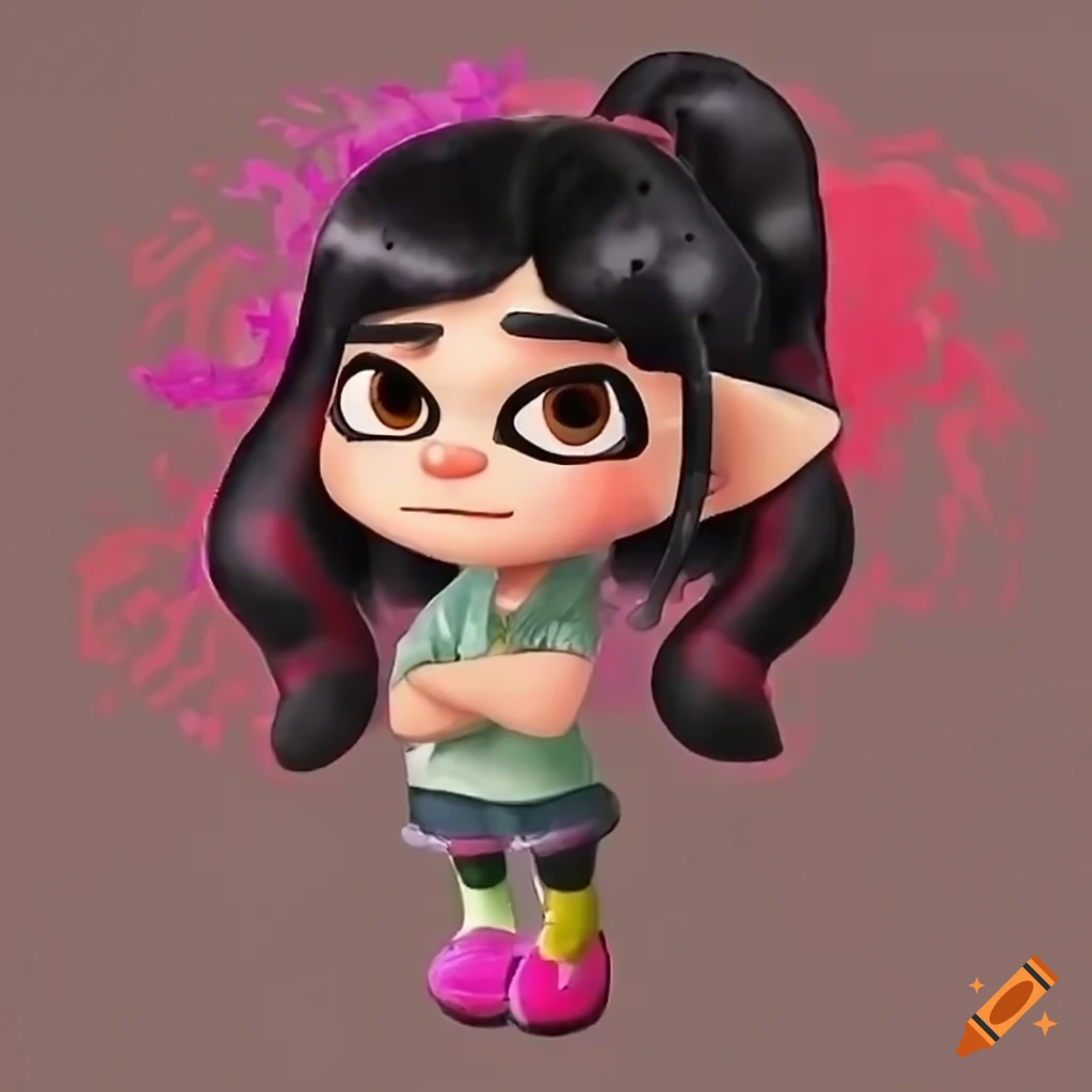 Vanellope von schweetz in a splatoon inkling costume on Craiyon