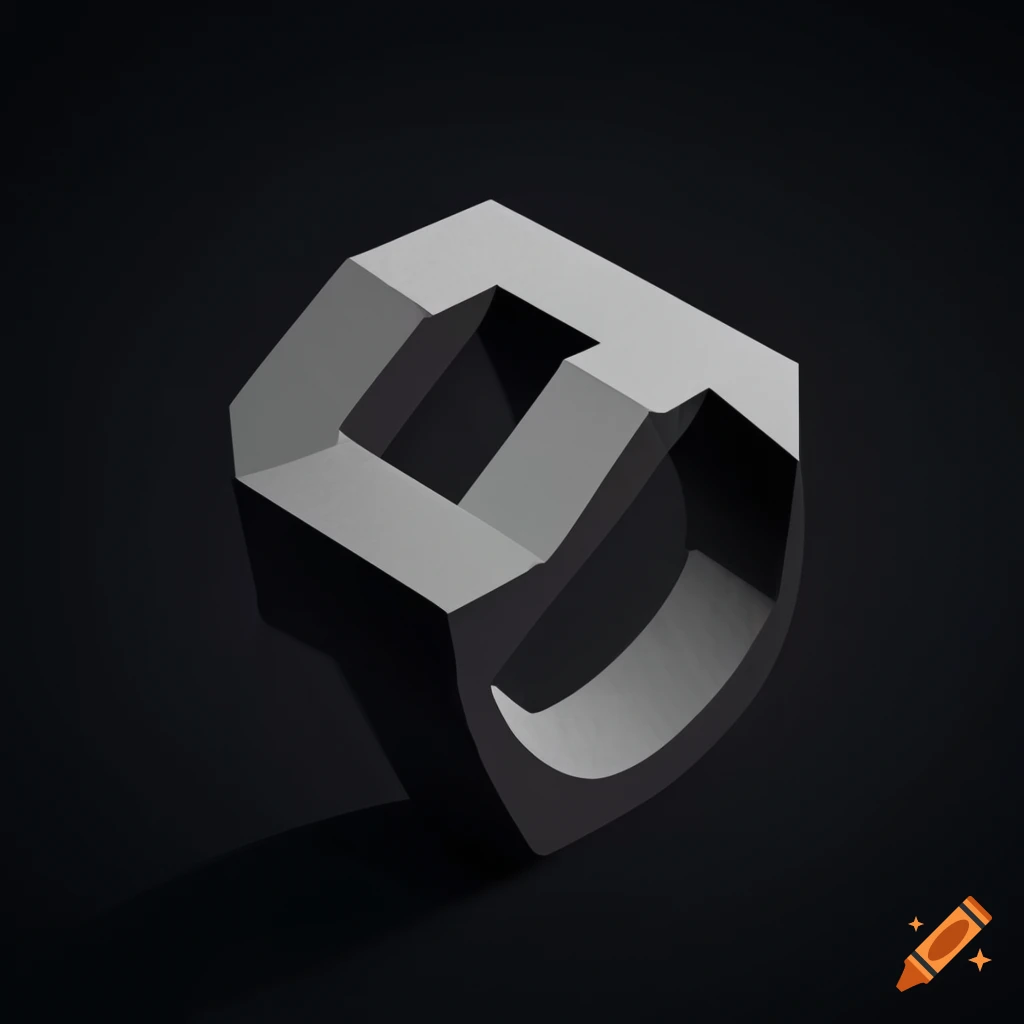 3d isometric double moebius logo on black background with carbon fiber ...