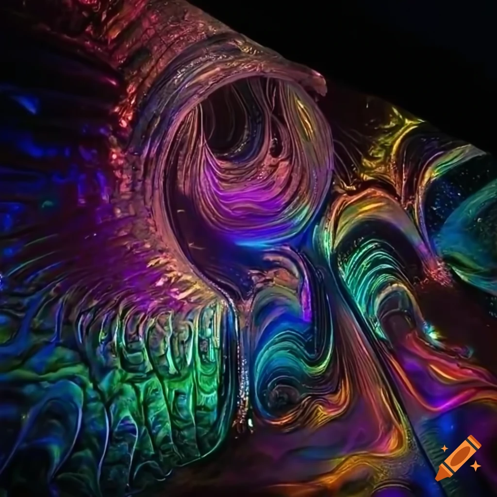 Steel sculptural MC Escher labyrinth art with iridescent liquid ...