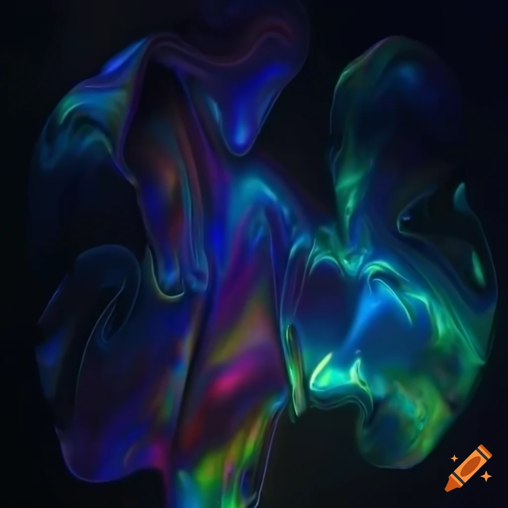Iridescent liquid trickling down dark surface resembling diamonds on ...
