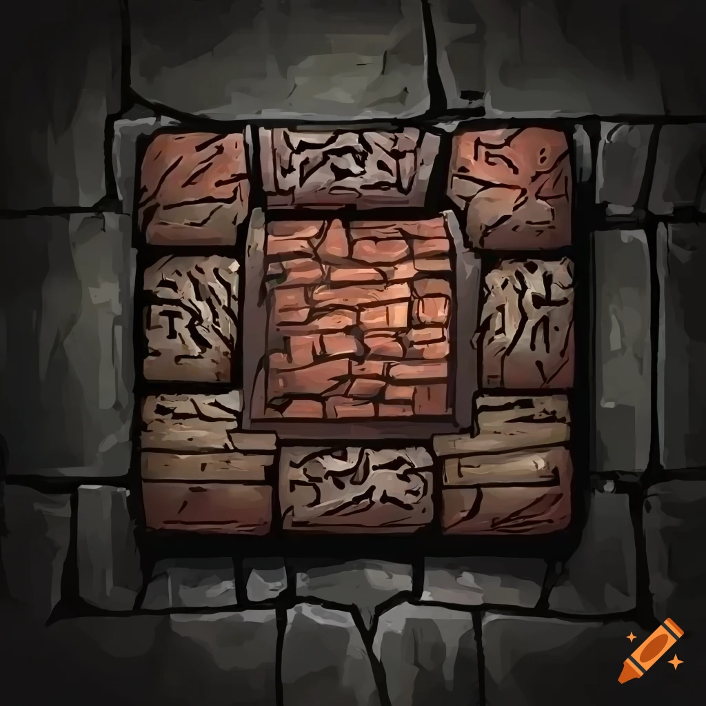 Darkest dungeon style stone tile switch on dungeon floor on Craiyon