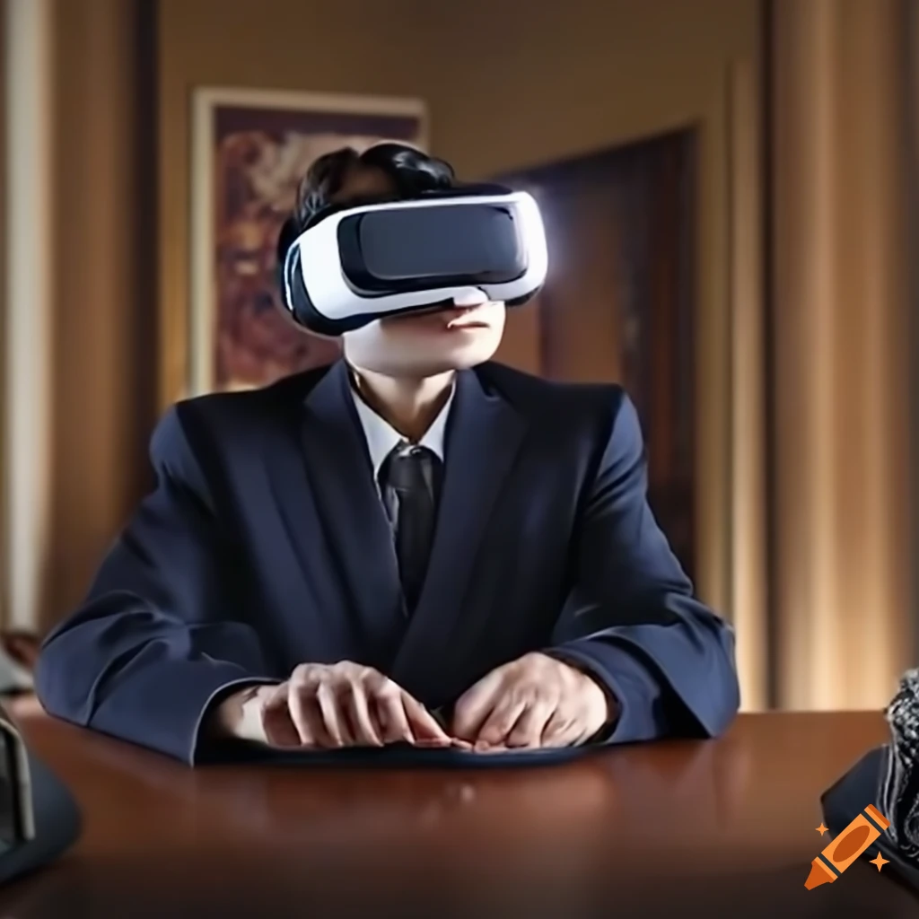 Lawyer using advanced vr technology to manage heavy casework on Craiyon