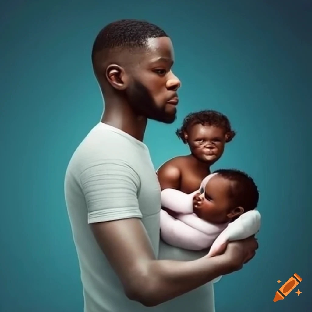 Black man holding white baby on Craiyon