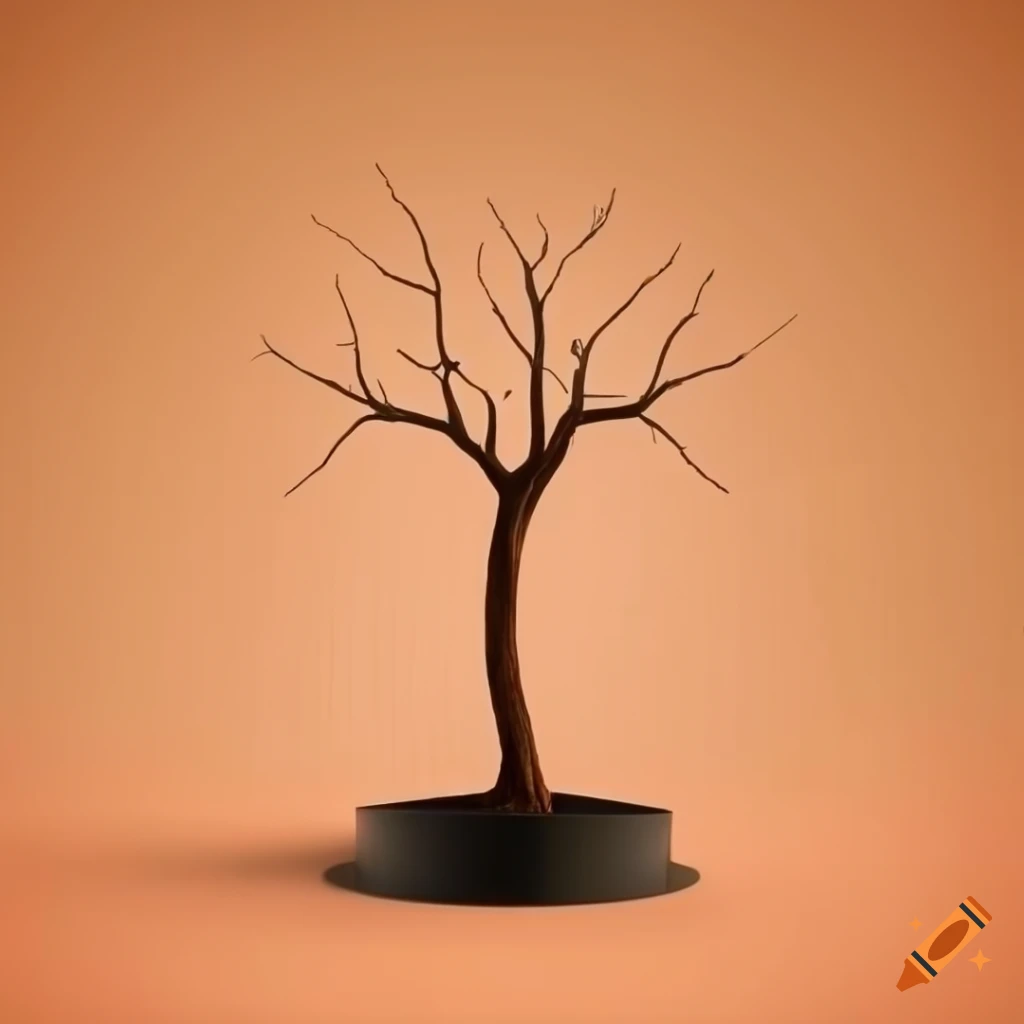 Minimalistic tree design with wood at the base and poetry at the crown ...