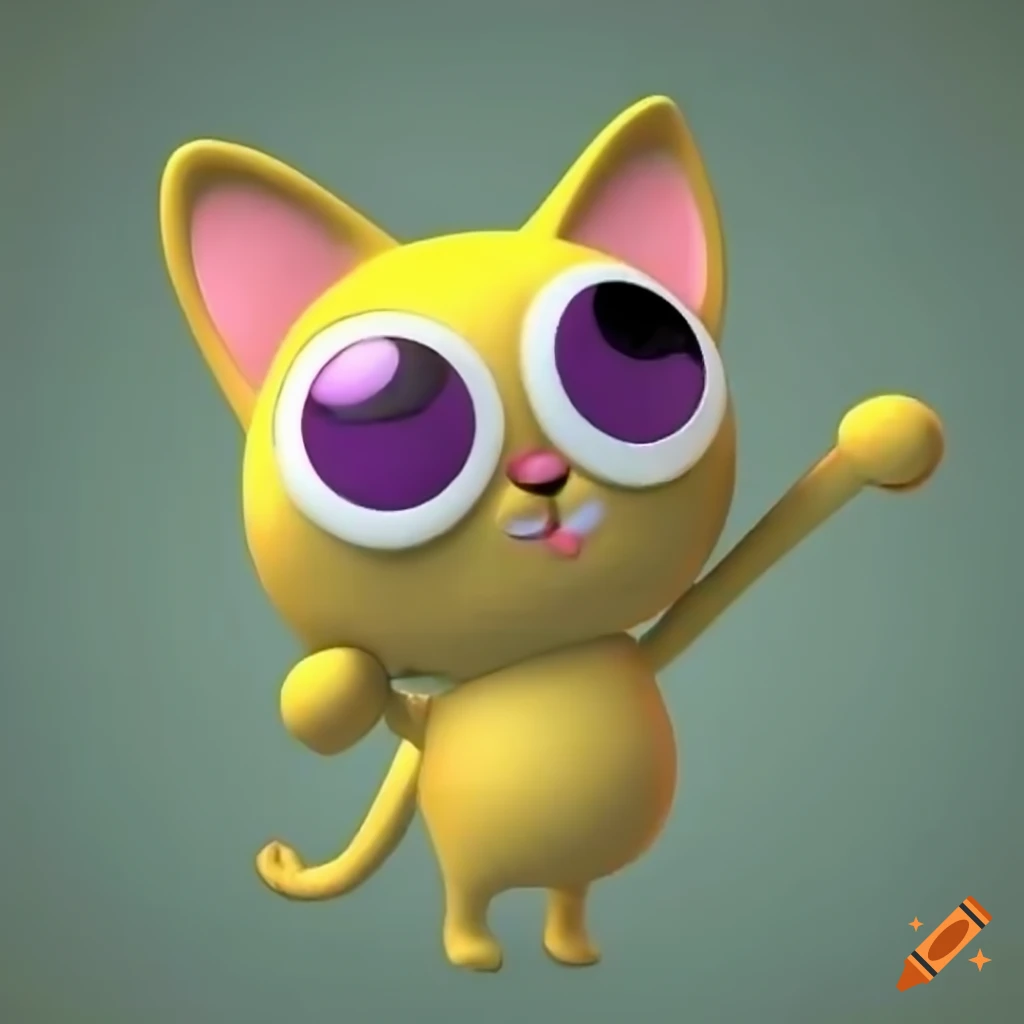 Yellow cat character buried in custard pie on Craiyon