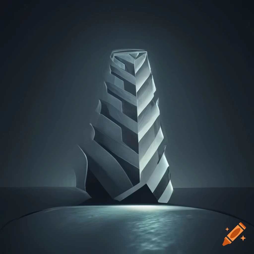 Surreal black and white building with penrose triangles optical ...