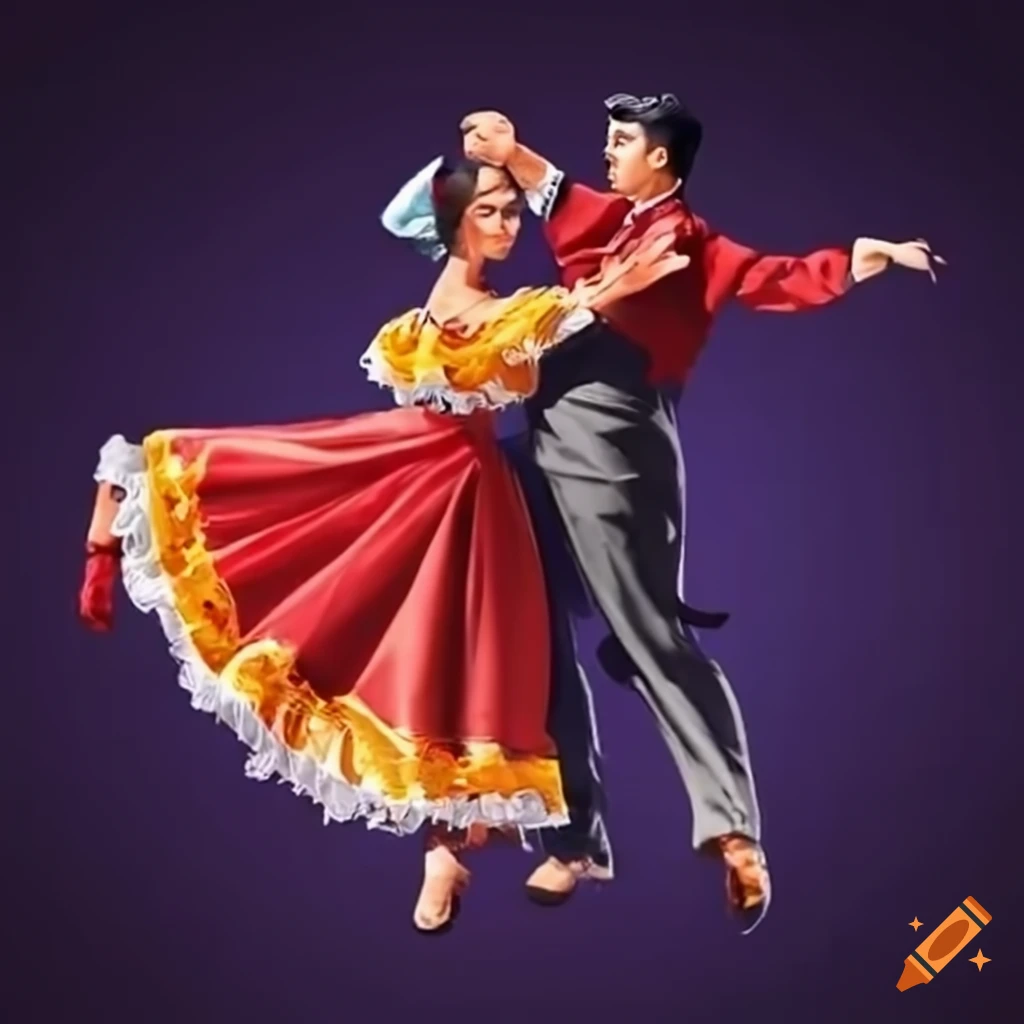 Folkloric Argentine dance couple performing Zamba with handkerchief on ...