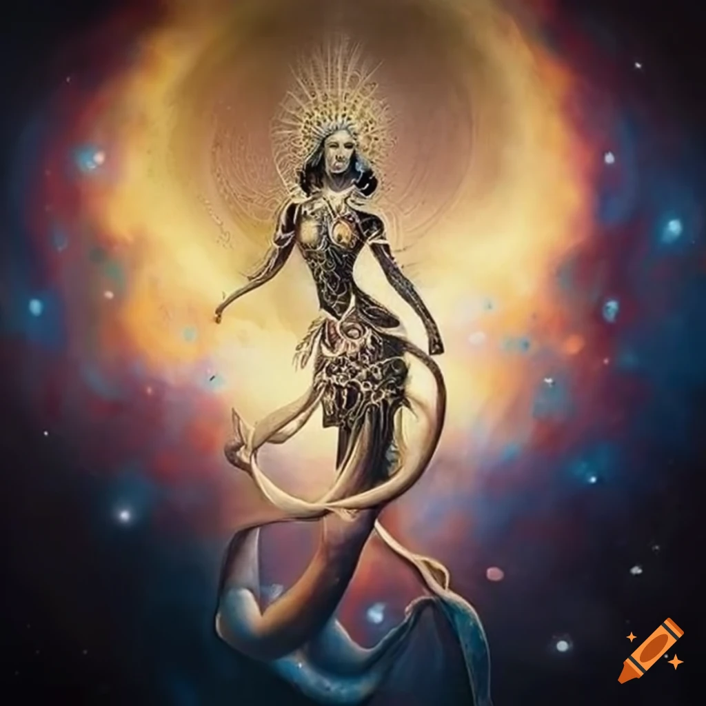 Powerful deity creating the cosmos in an intricate painting on Craiyon