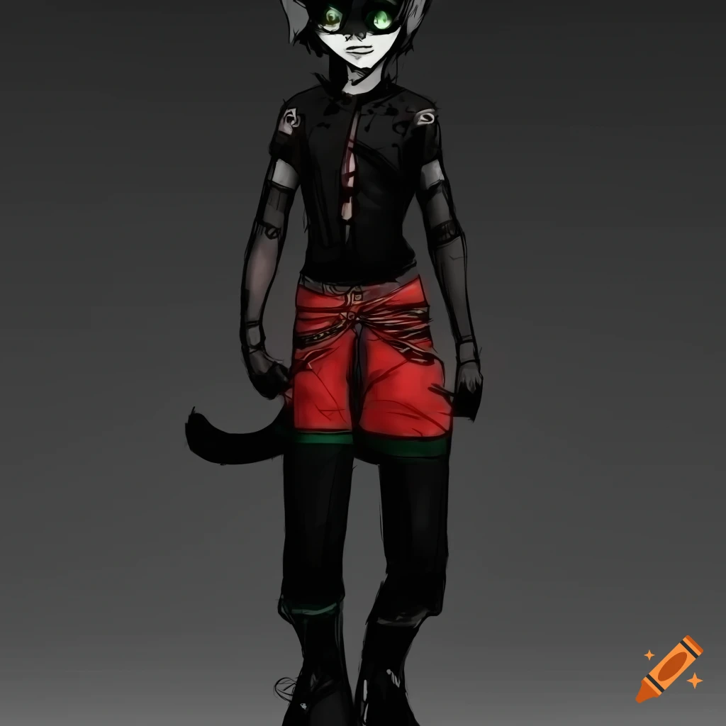 Realistic character reference of a sweet-natured male anthro black-cat ...