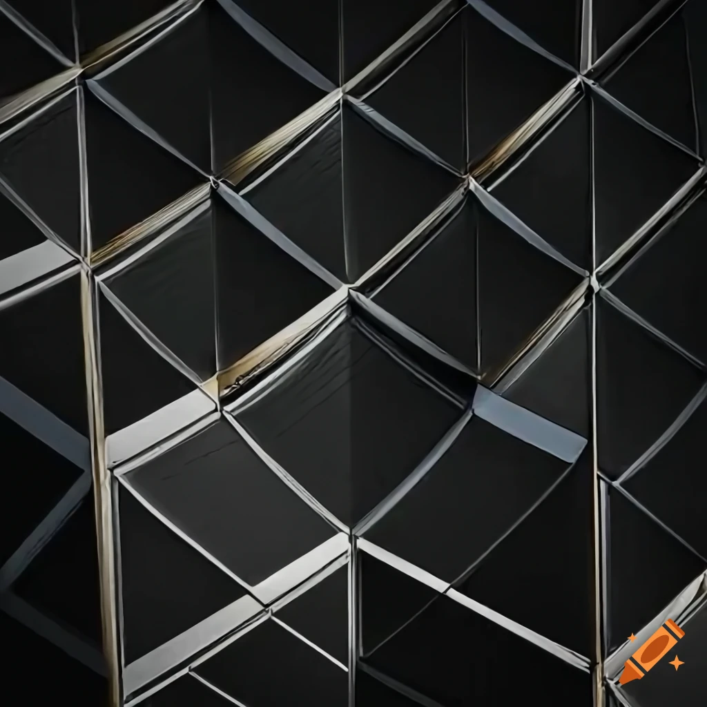 Flat black metallic building with Penrose triangles in surreal architecture on Craiyon