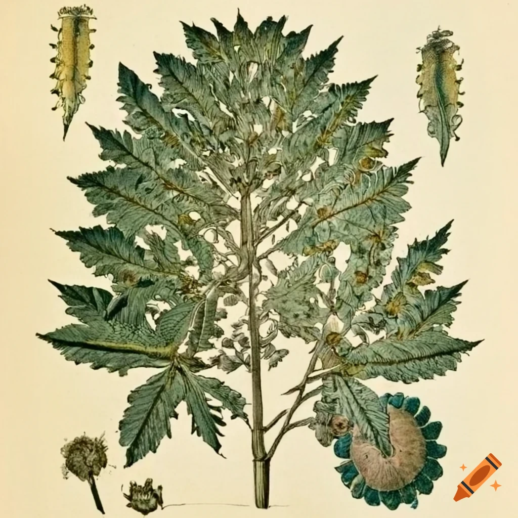 Colorful 19th century illustration of weed on Craiyon
