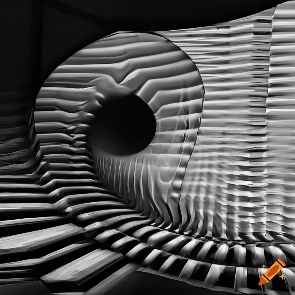 Surreal black metallic building with Penrose triangles optical illusion ...