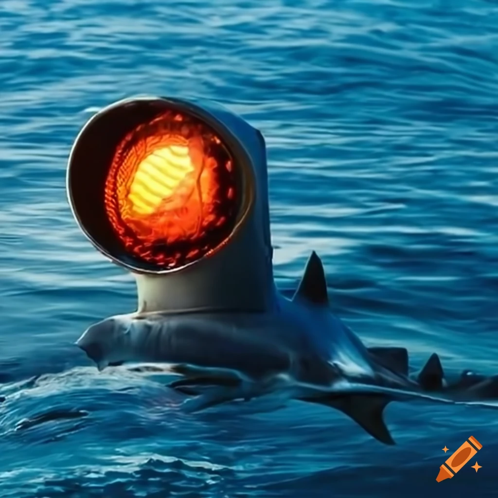 Traffic signal with sharks on Craiyon
