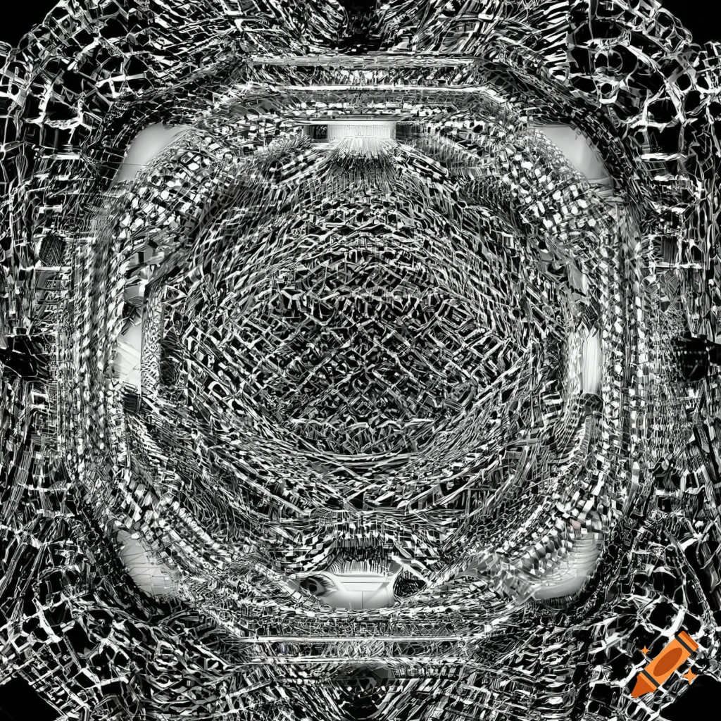 Complex 4d hypercube geometry on black background on Craiyon