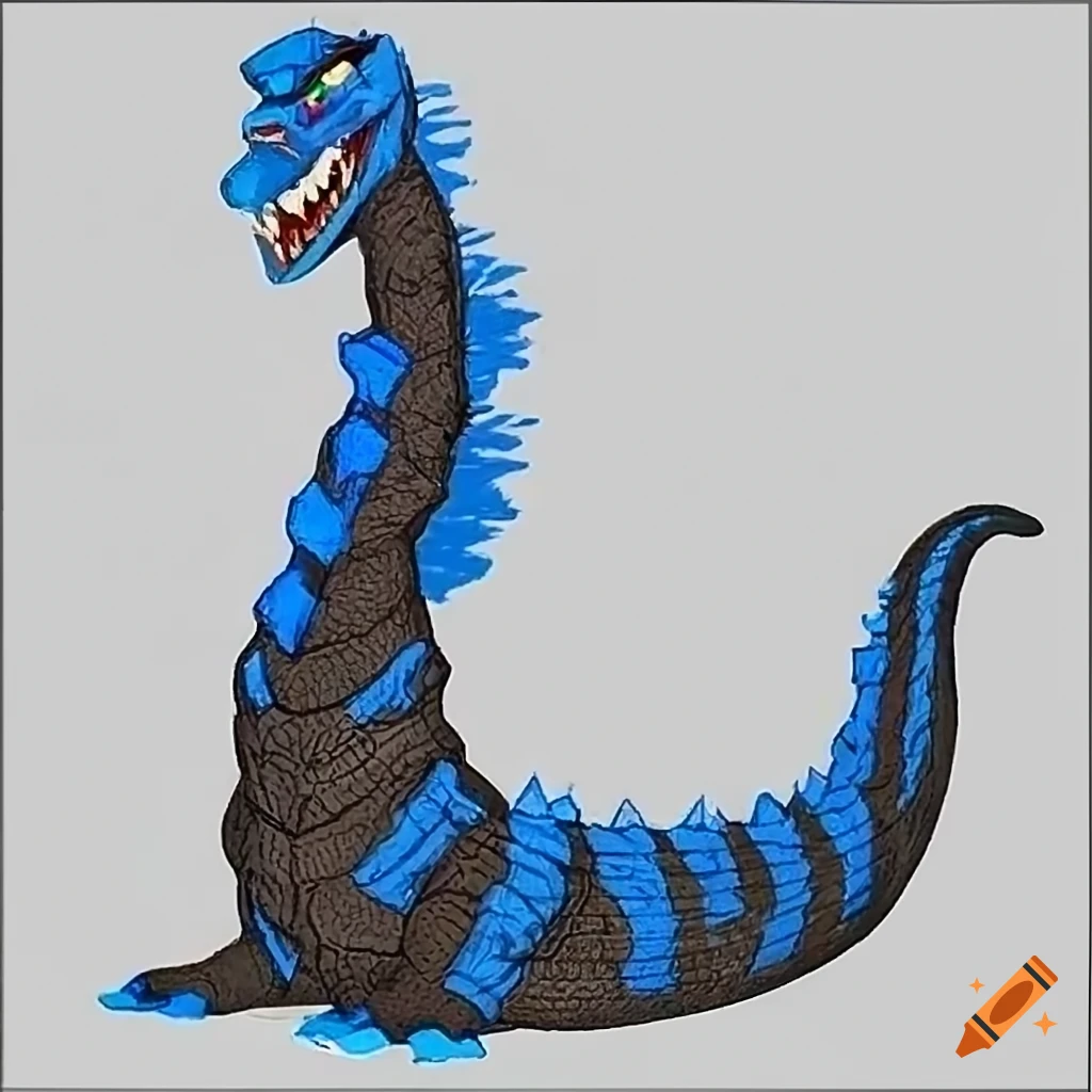 Illustration of a godzilla-like snake creature on Craiyon