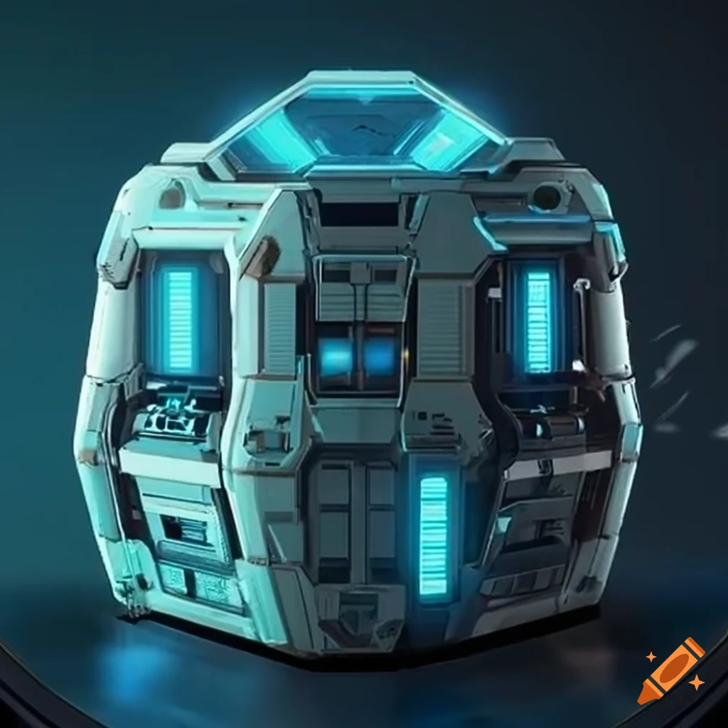 Intriguing sci-fi crate with advanced technology inside on Craiyon