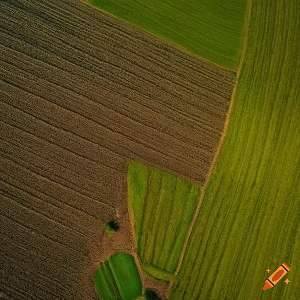 Aerial view of mixed farmland on Craiyon
