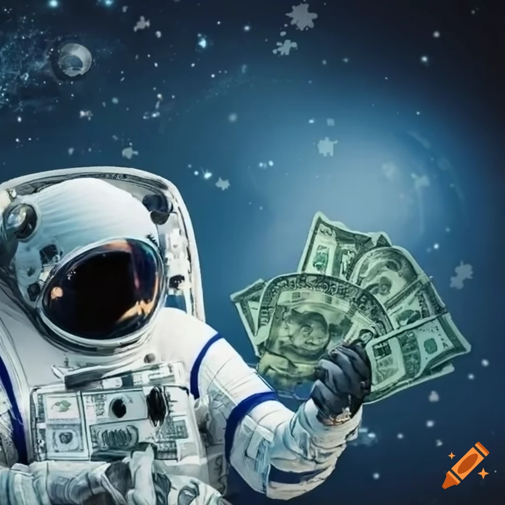 Astronaut searching for money in space on Craiyon