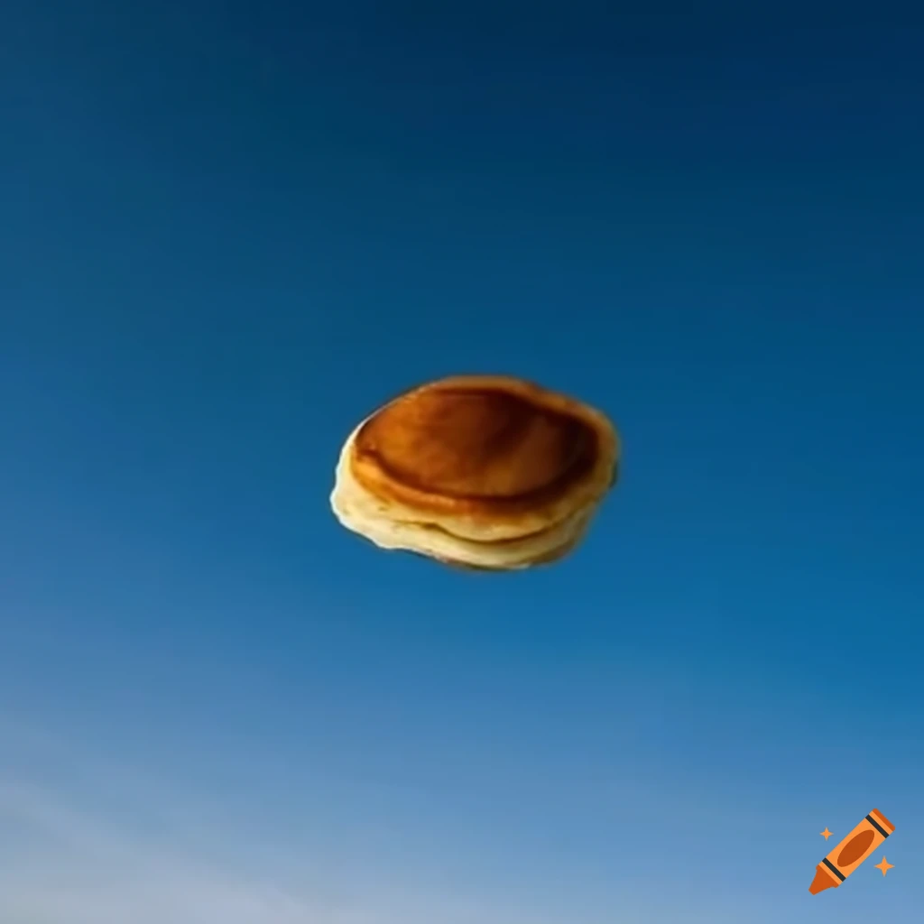 Flying pancake in the sky on Craiyon