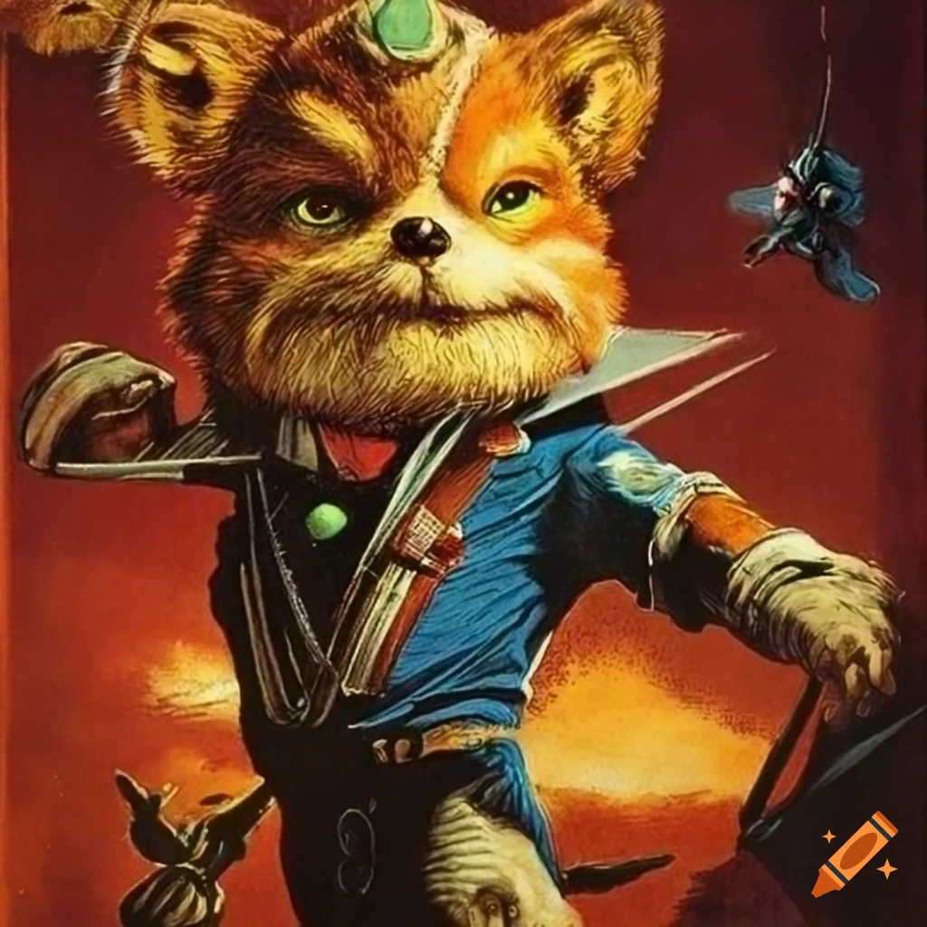 Intricate details in a vintage Star Fox poster inspired by James Gurney ...
