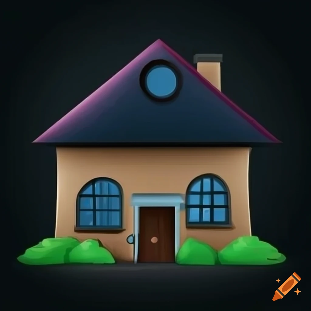 Realistic cartoon house on dark background on Craiyon