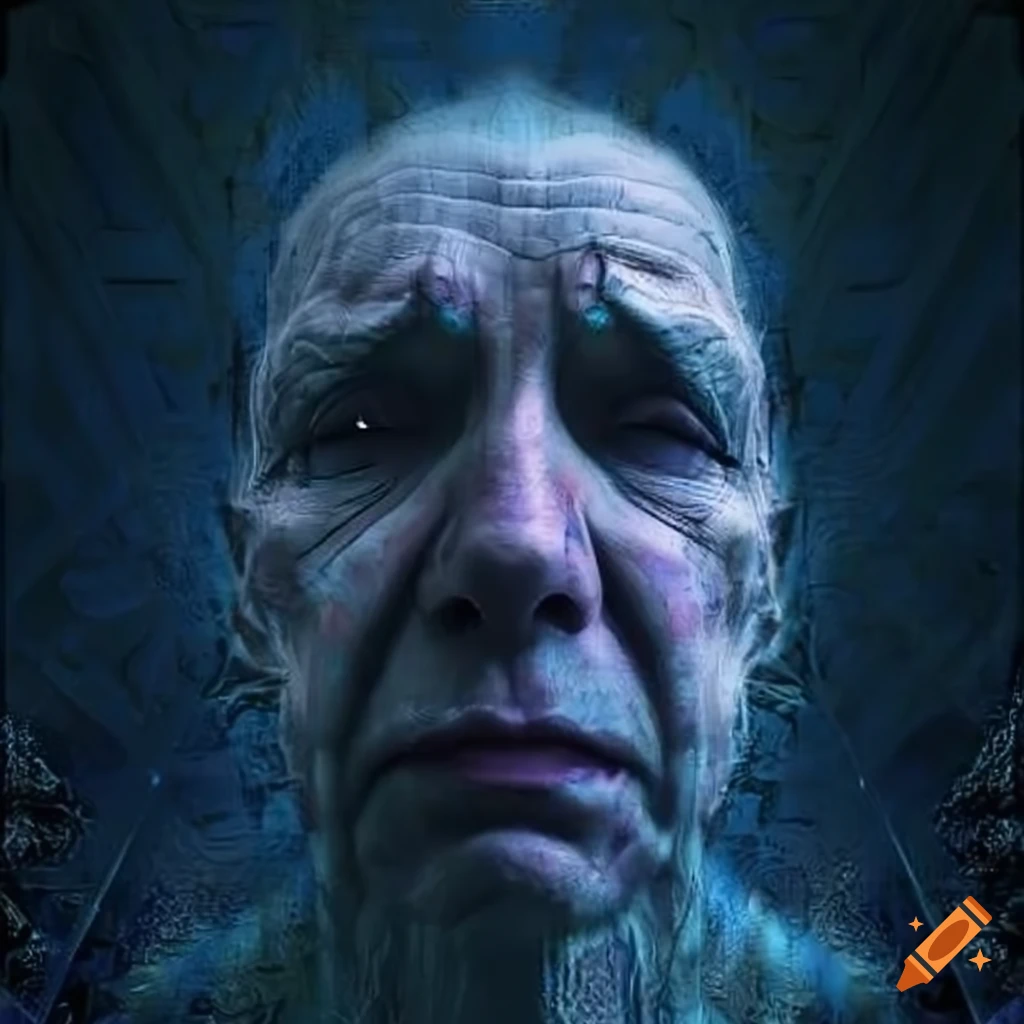 Fractal geometric portrait of a man crying on Craiyon