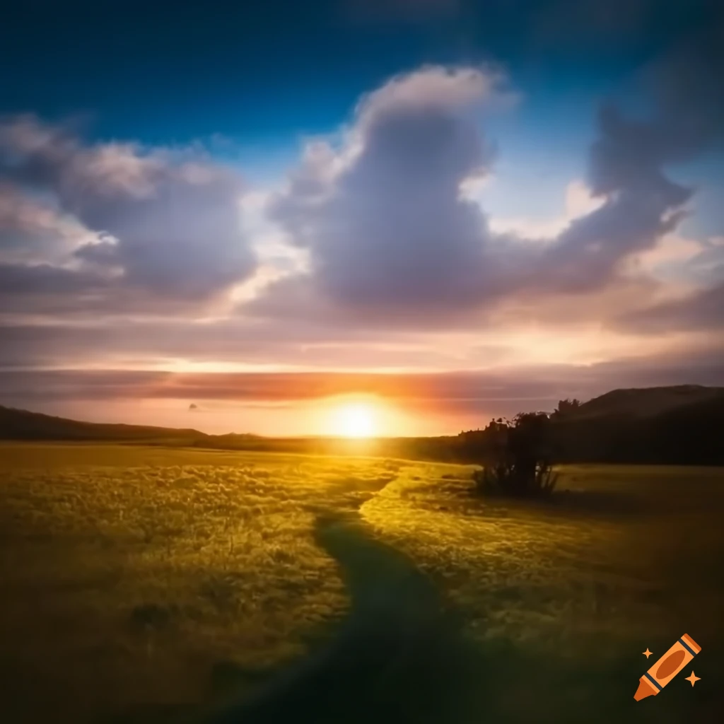 Landscape with dramatic sunlight on Craiyon