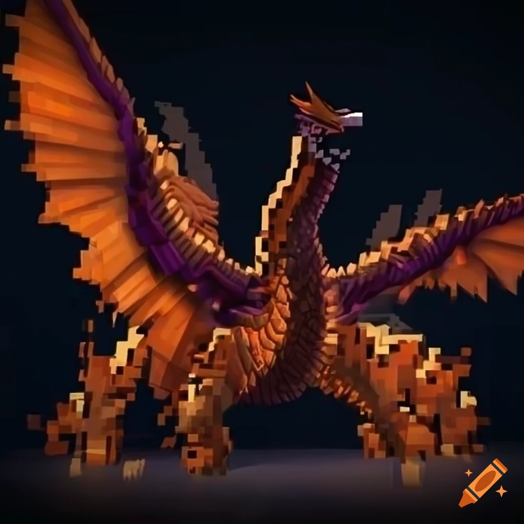 Orange Phoenix dragon inspired by Minecraft's Ender Dragon on Craiyon