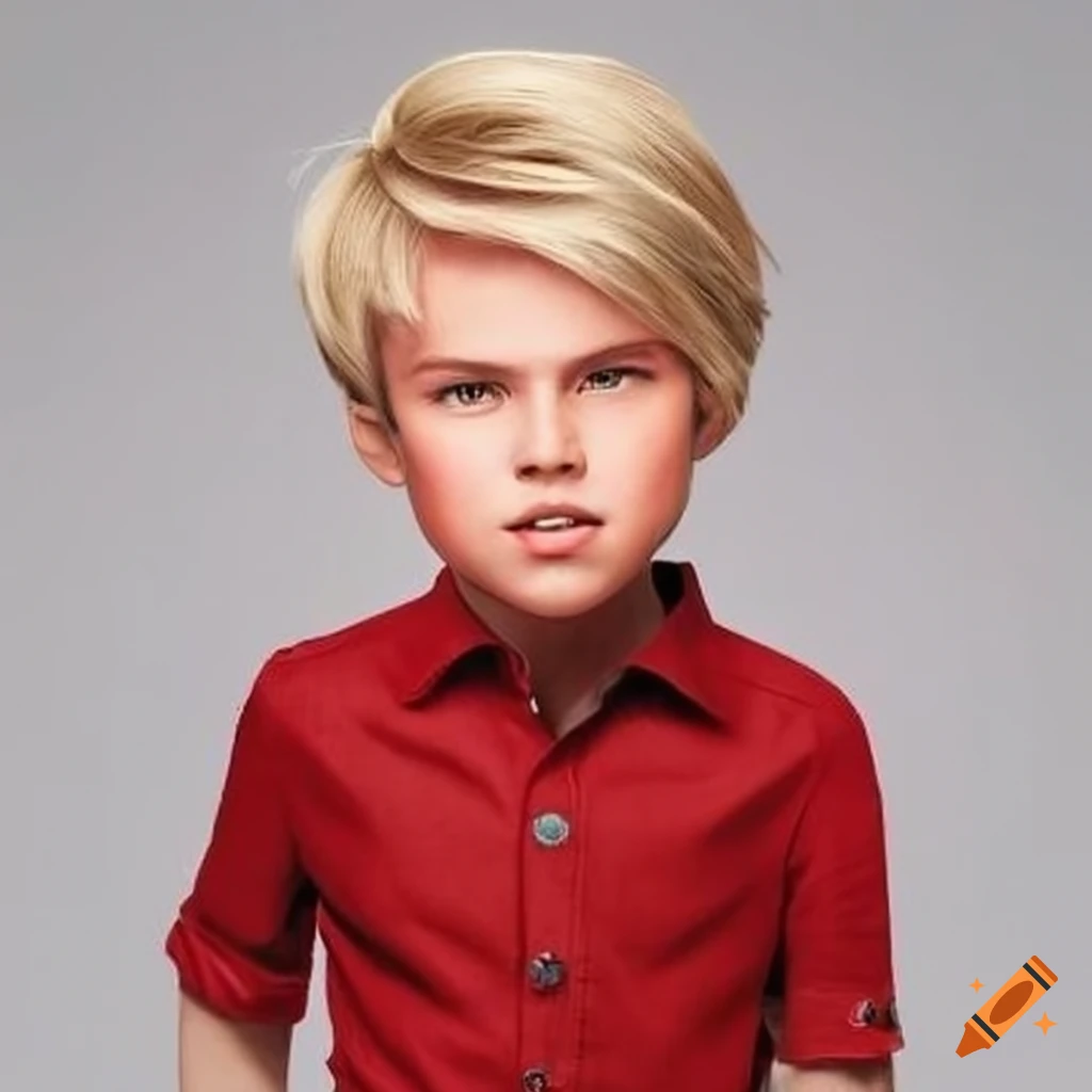 Blonde tall boy in red shirt on Craiyon