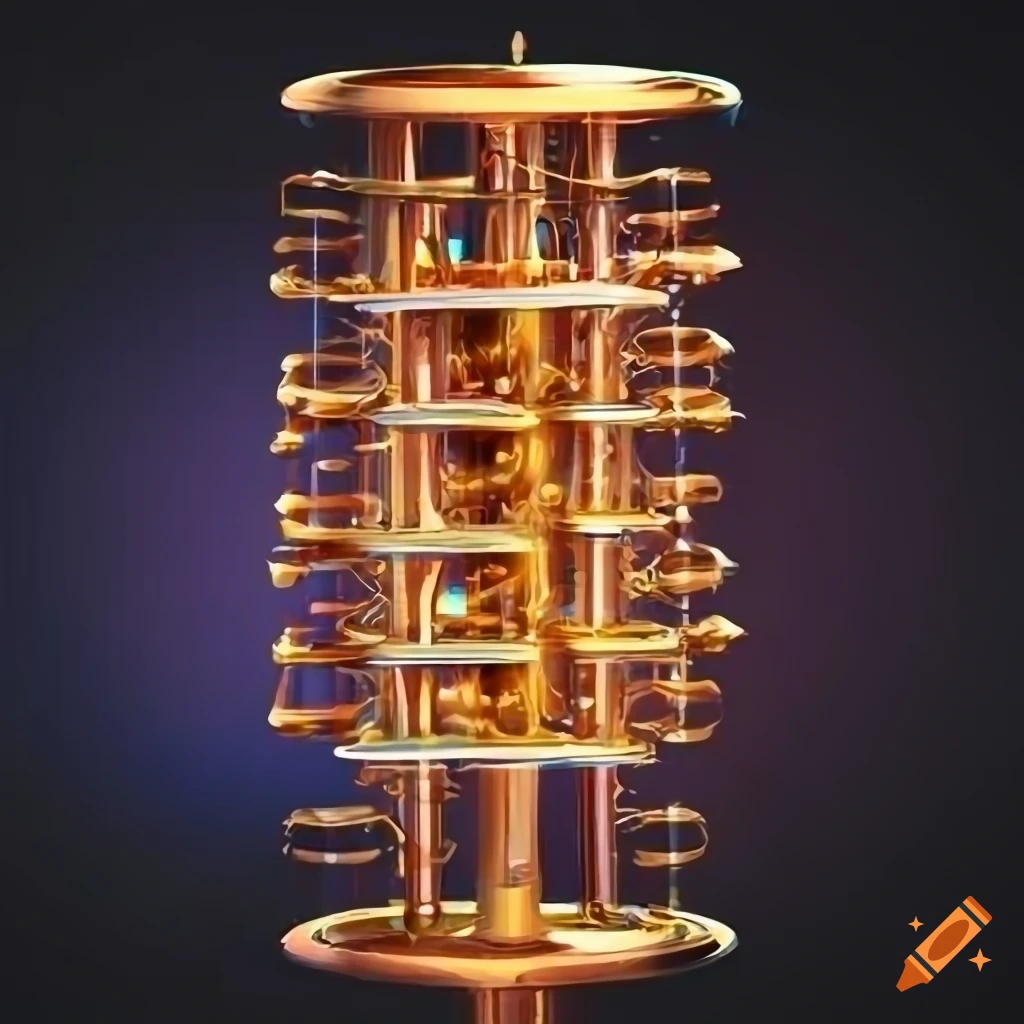 Quantum computer illustration for book cover in vertical a4 format on ...