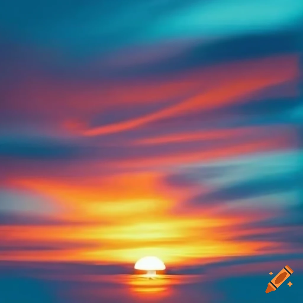 Gorgeous sunset with vibrant cyan and orange clouds on Craiyon