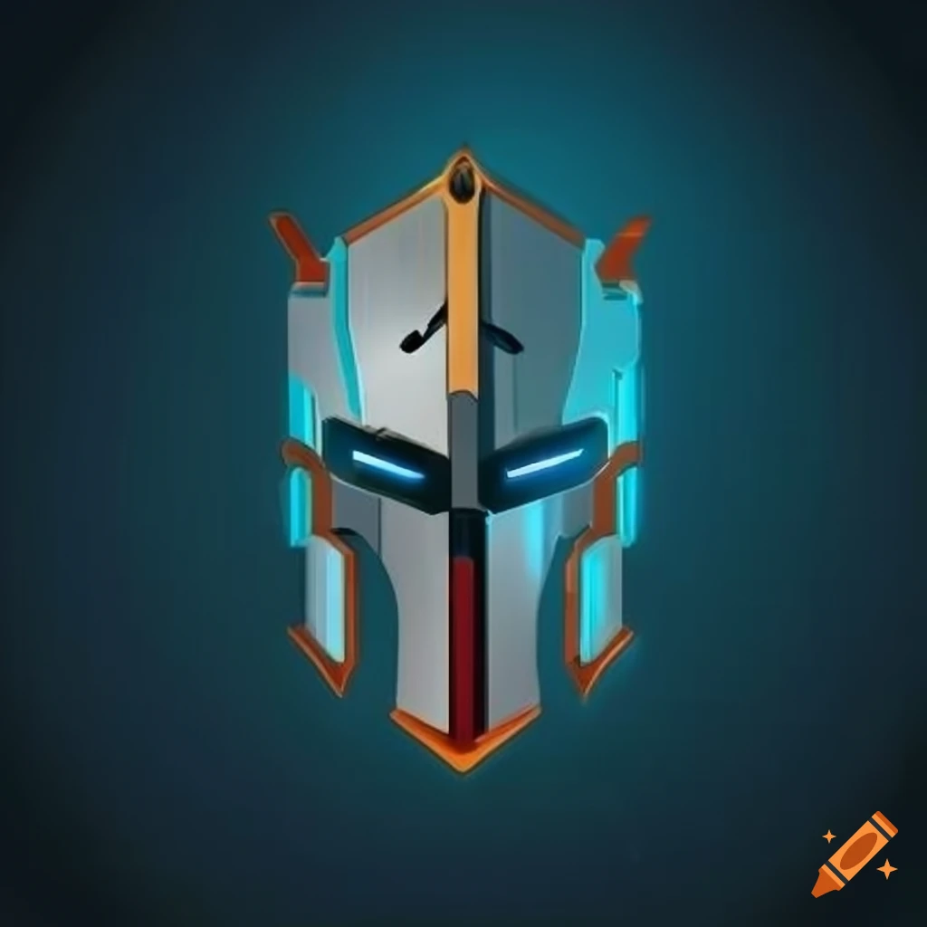 Futuristic crusader logo with sci-fi and robotic elements on Craiyon