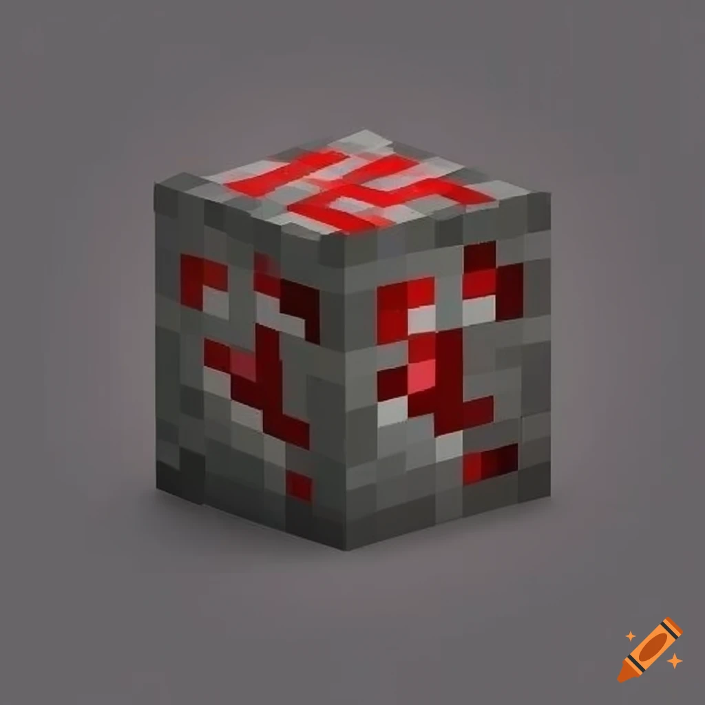 Minecraft 2d block texture of grey stone with big red rubies on Craiyon