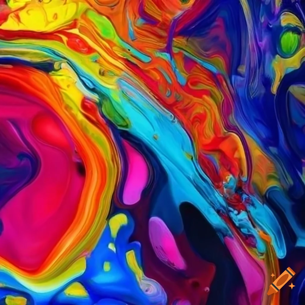 Contemporary abstract painting with vivid colors and intersecting ...