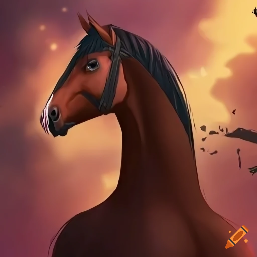 Kwpn horse in star stable classic anime illustration on Craiyon