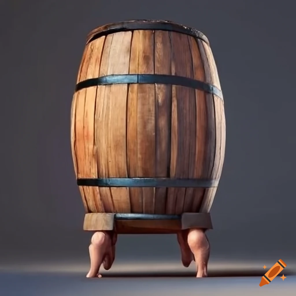 Wooden barrel with human legs on Craiyon