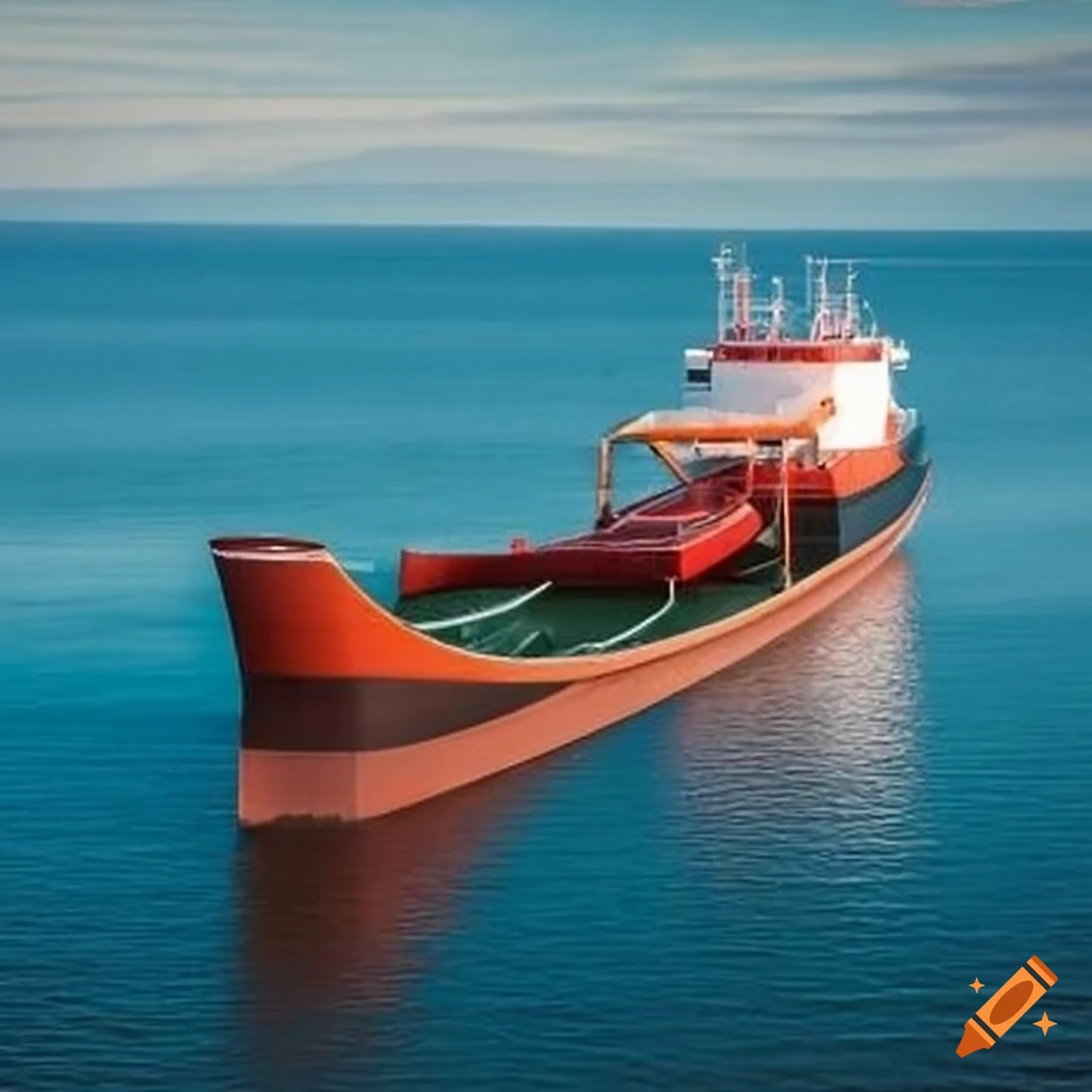 Ocean tanker designed like a northwest coast chinook canoe with tall ...
