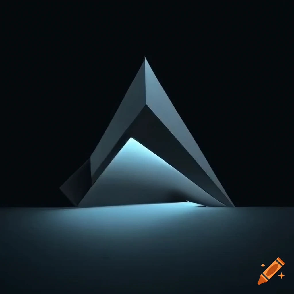 Flat black metallic building with Penrose triangles in surreal ...