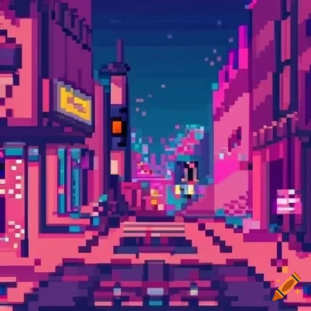 Cozy 8 bit neo background on Craiyon