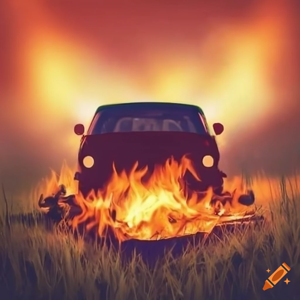 Car engulfed in flames with hidden words 'faster, smarter, stronger' on ...