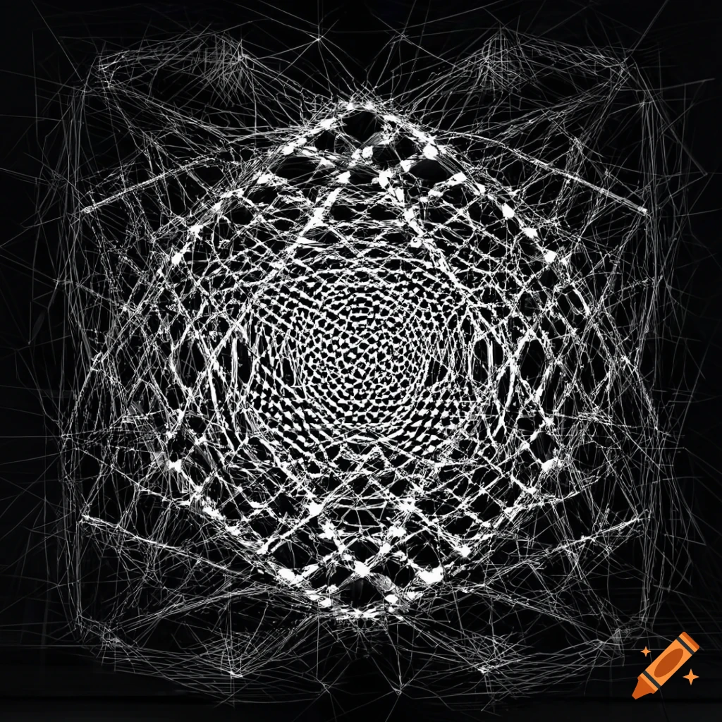 Complex 4d hypercube geometry on black background on Craiyon