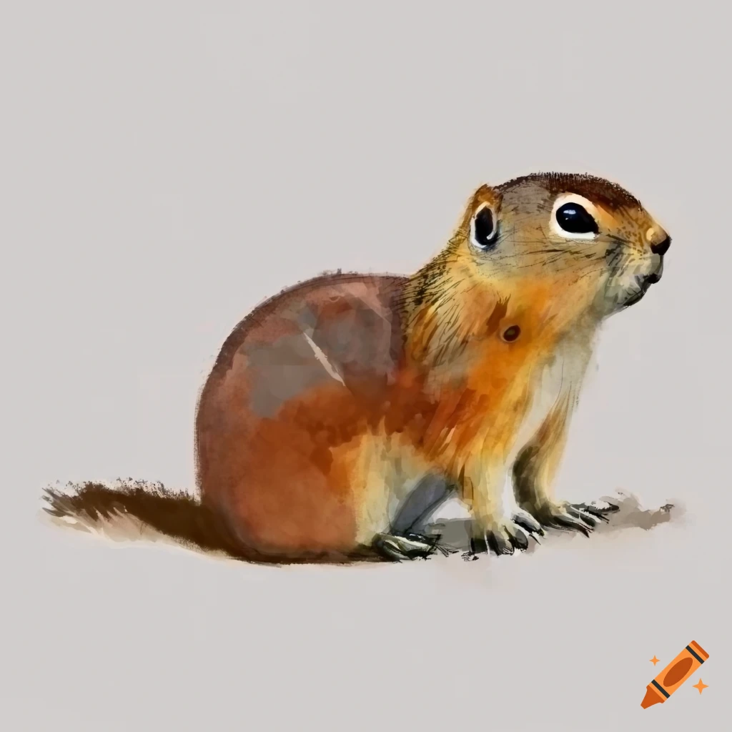 Arctic ground squirrel in watercolor without background on Craiyon