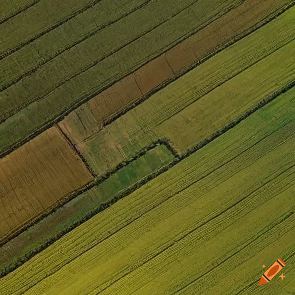 Aerial view of mixed farmland on Craiyon