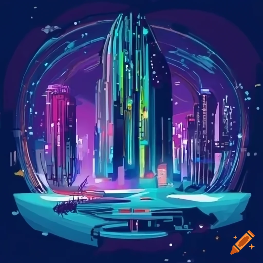 Concept art of advanced technology in a futuristic city on Craiyon