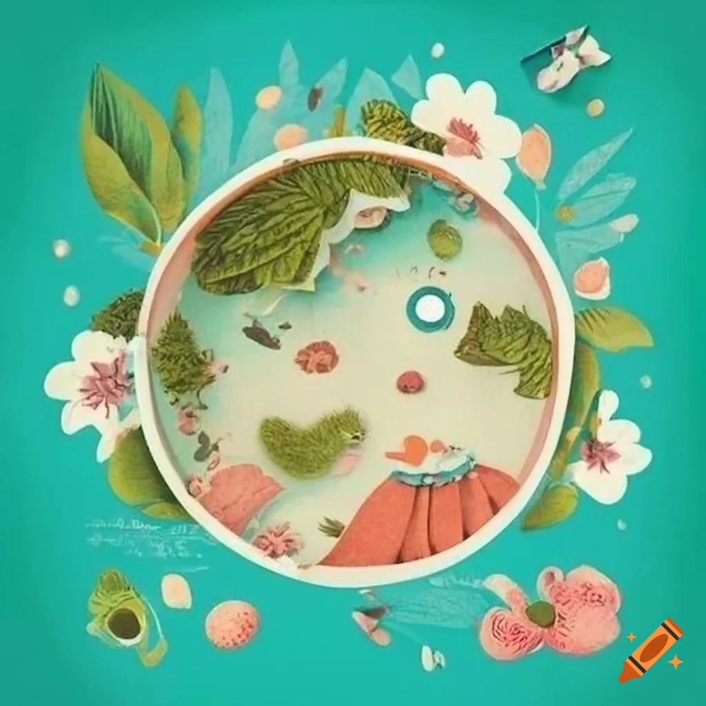 Environmental sustainability concept in cute vintage scrapbook style on ...